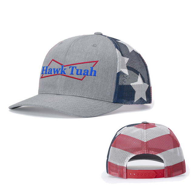 Hawk Tuah Patriotic Hats | BustedTees.com