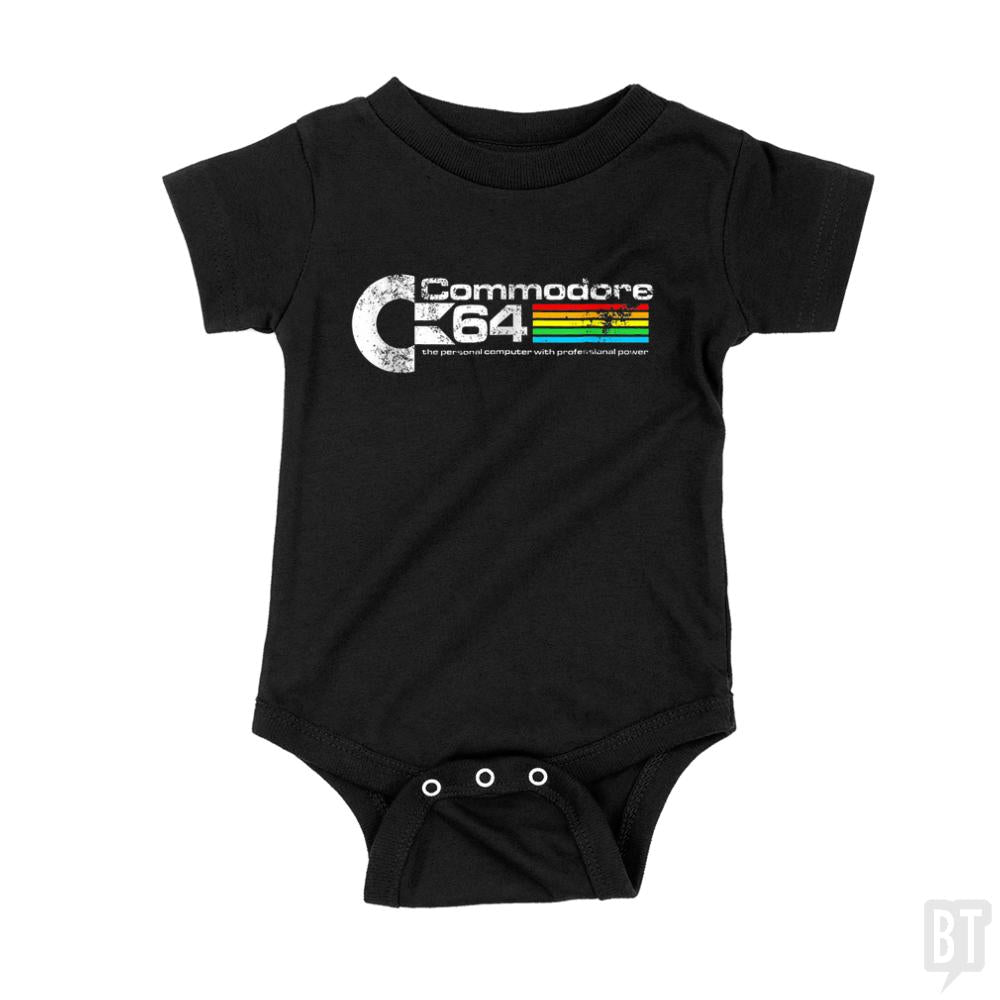 Commodore 64 Baby One-Piece | Retro Gaming Baby Outfit – BustedTees.com